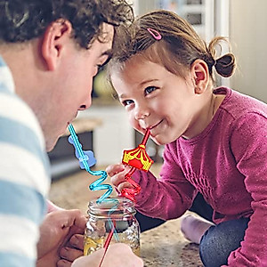 24 Circus Party Favors Drinking Straws for Circus Carnival Party Supplies with 2 PCS Straws Cleaning Brush