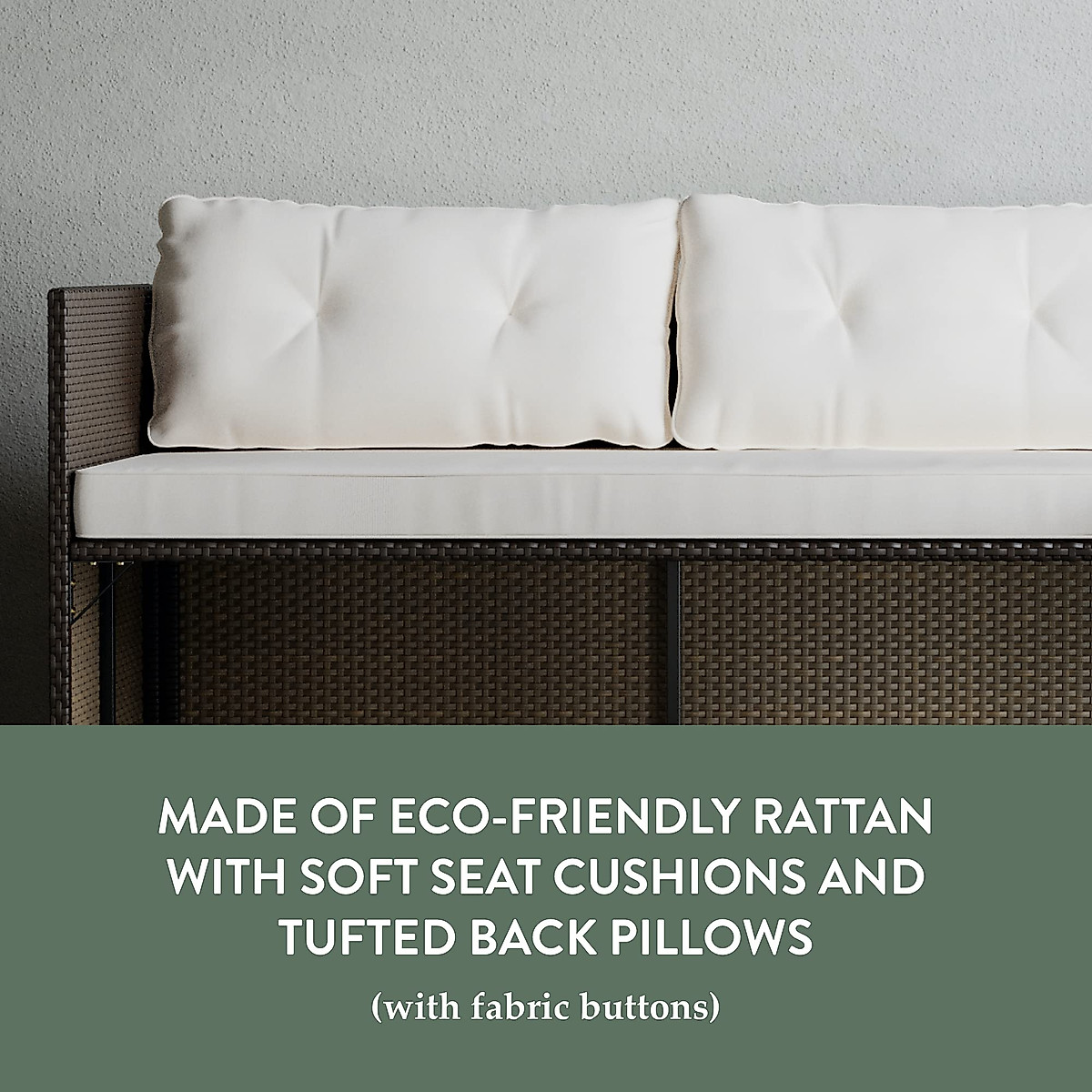 Edenbrook Bayview Rattan Patio Furniture - Mix and Match Outdoor Furniture, L-Shape Sofa Only, Brown Rattan/Cream