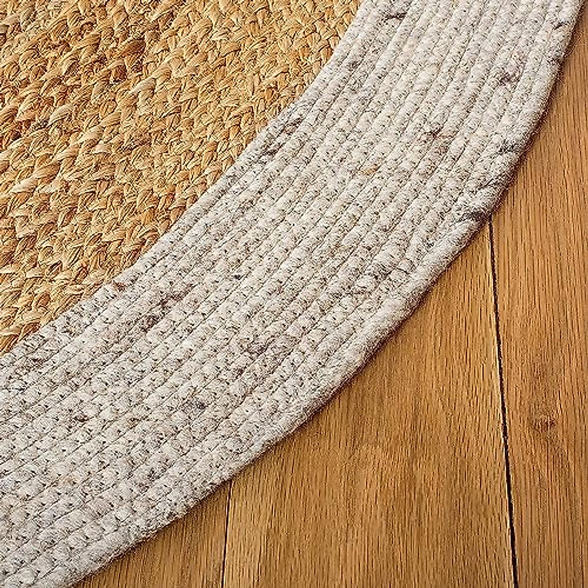 Natural Round Jute Rug 1'x1'/ 3'x3'/ 6'x6'/ 10'x10' Ft for Bedroom- Handwoven Farmhouse Round Rug for Dinning Table- Braided Circle Rug for Living Room (4' x 4' Ft, White)