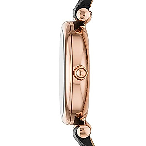 Fossil Women's Carlie Mini Quartz Stainless Steel and Leather Three-Hand Watch, Color: Rose Gold, Black (Model: ES4700)