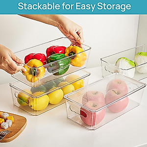 Vtopmart 8pcs Clear Organizers and Storage Bins with Lids, Stackable Plastic Storage Containers with Handles for Fridge, Freezer, Pantry, Cabinet, Kitchen Organization and Storage