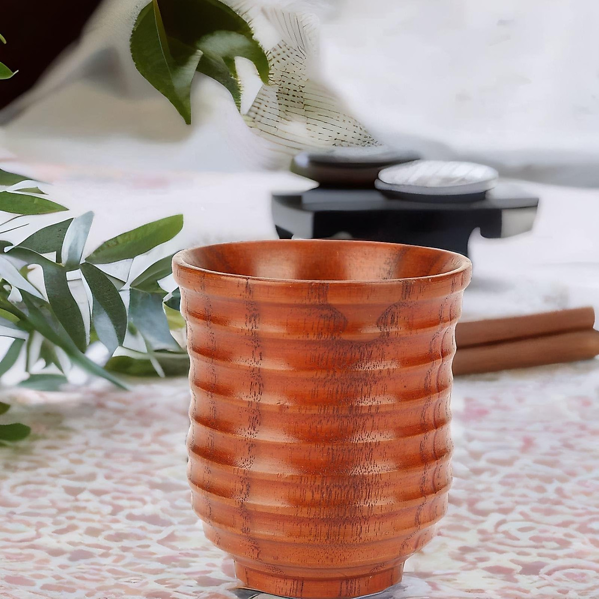 Wooden Tea Cup, Natural Solid Wood Tea Cup Japanese Zen Style Teacup Wooden Teacups Coffee Mug Wine Mug Classical Beer Mug Small Tea Cups Drinking Cup for Drinking Tea Coffee Wine Beer, Pack of 2