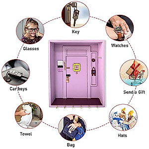 Friends Key Holder,Friends TV Show Merchandise,Friends TV Show Gifts,Friends Fan Art Key Holder,Purple Handmade Wooden Key Hooks Key Hangers for Wall Decorative,Entryway,Bathroom,Living Room Office