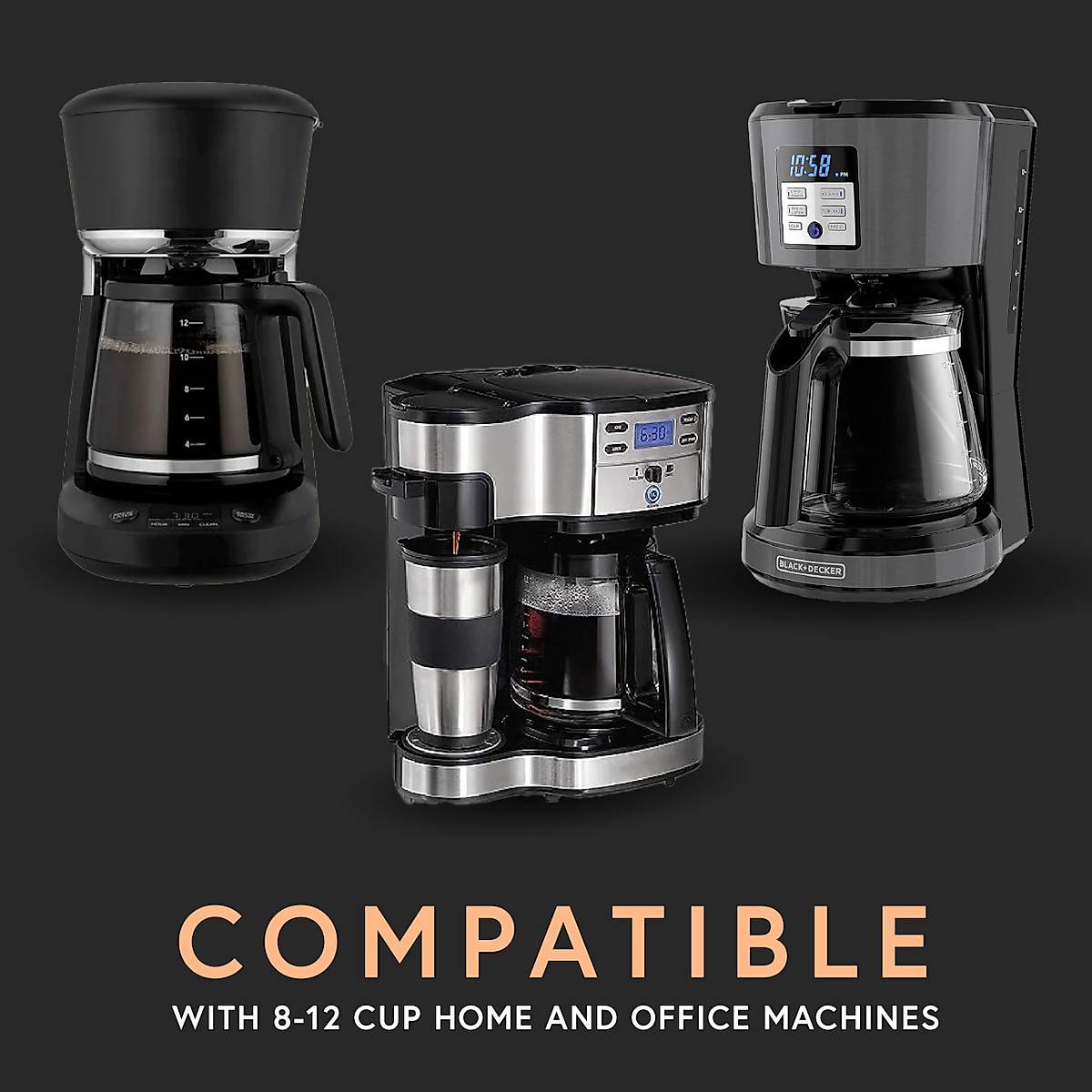 Tupkee Coffee Filters 8-12 Cups - 600 Count, Basket Style, Natural Brown Unbleached Coffee Filter, Made in the USA