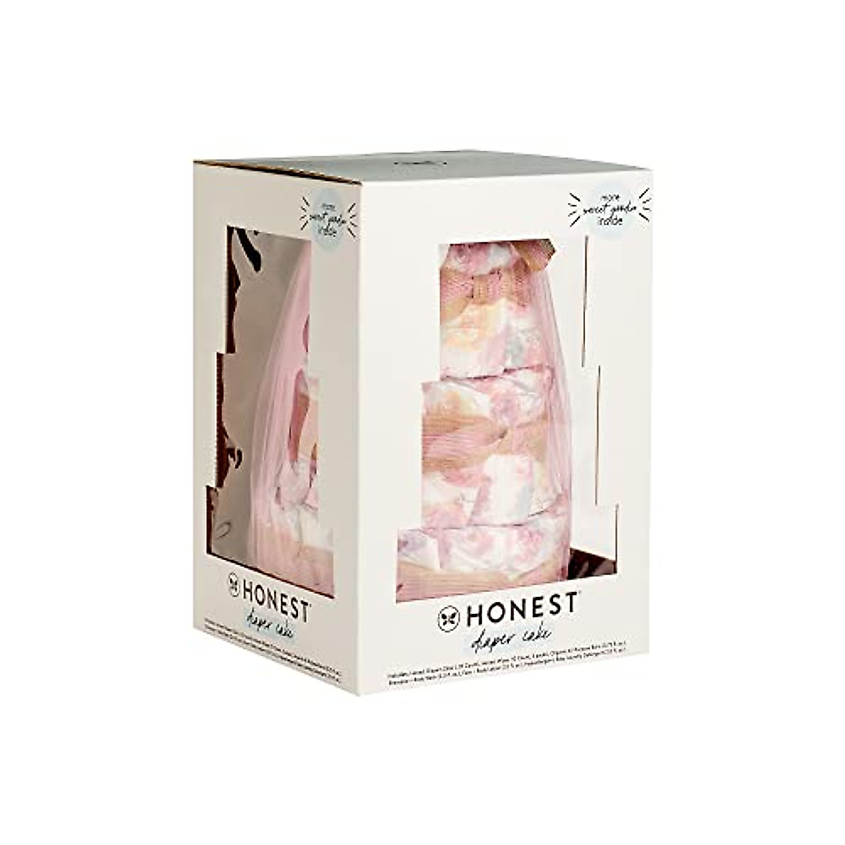 The Honest Company Diaper Cake | Clean Conscious Diapers, Baby Personal Care, Plant-Based Wipes | Rose Blossom | Regular, Size 1 (8-14 lbs), 35 Count