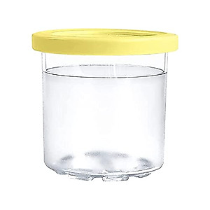 CXQ 4 Pack Replacement Ice Cream Pint with Lid，Compatible with Ninja Creami Ice Cream Maker: NC301, NC300, NC299AMZ Series (Pink/Yellow/Blue/Green)