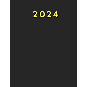 2024 Diary: A4 Week To View-January 2024 to December 2024 Daily Planner Organiser Calendar Overview-Dated From January To December- Black Cover
