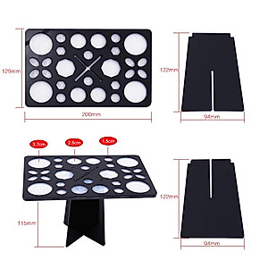 Makeup Brush Cleaning Mat & Makeup Brush Drying Rack, Diolan 28 Holes Makeup Brush Holder, Silicone Rubber Clover Shaped Mat Cleaner - Black & Pink