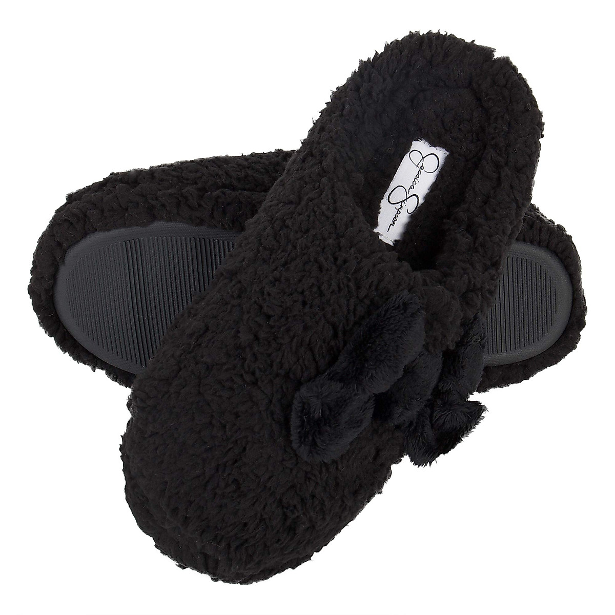 Jessica Simpson Women's Plush Marshmallow Slide on House Slipper Clog with Memory Foam, Black, X-Large