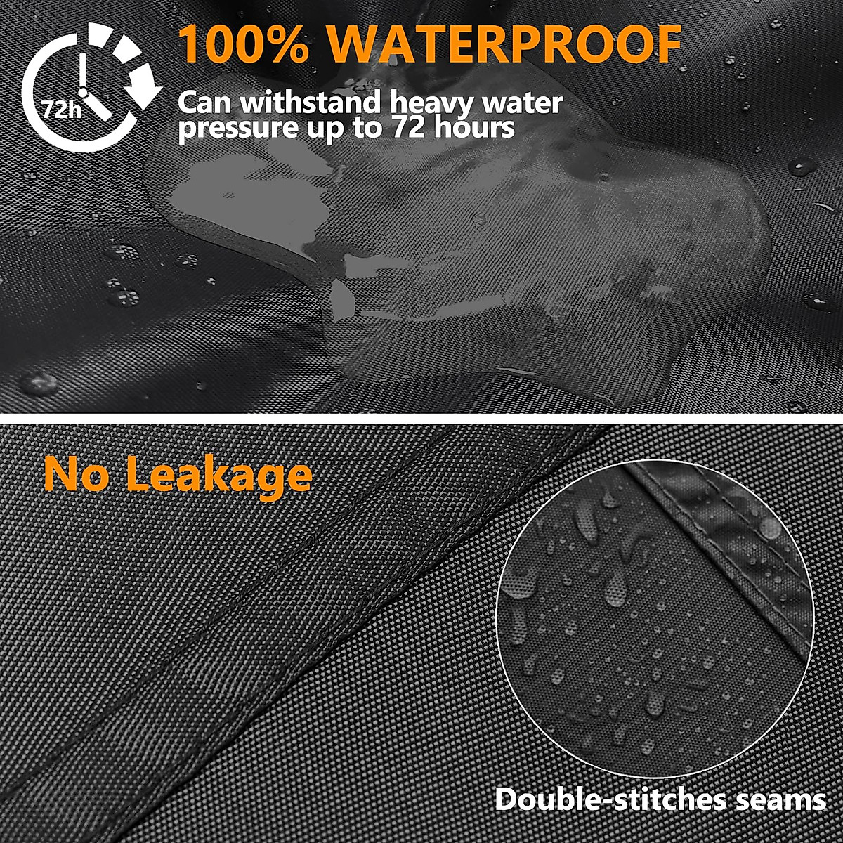 STARTWO Patio Furniture Covers, Waterproof Heavy Duty 500D Outdoor Sectional Sofa Cover, 126x64x28in, Patio Cover for Outdoor Furniture with Windproof Buckles, Patio Table and Chair Set Cover, Black