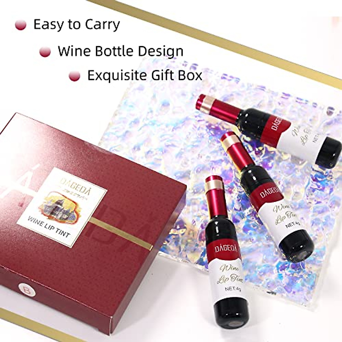 DAGEDA 6Pcs Velvet Wine Lip Tint,Matte Lipstick Velvety Lip Makeup Set, Highly Pigmented Liquid Lipstick, Non-stick Cup Lip Makeup Gift Kit for Girls Women(A Set)