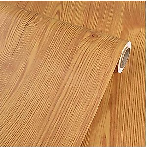 Yellow Wood Grain Contact Paper Self Adhesive Shelf Liner for Kitchen Cabinets Drawer Shelves Table Door 16" x 78.7"