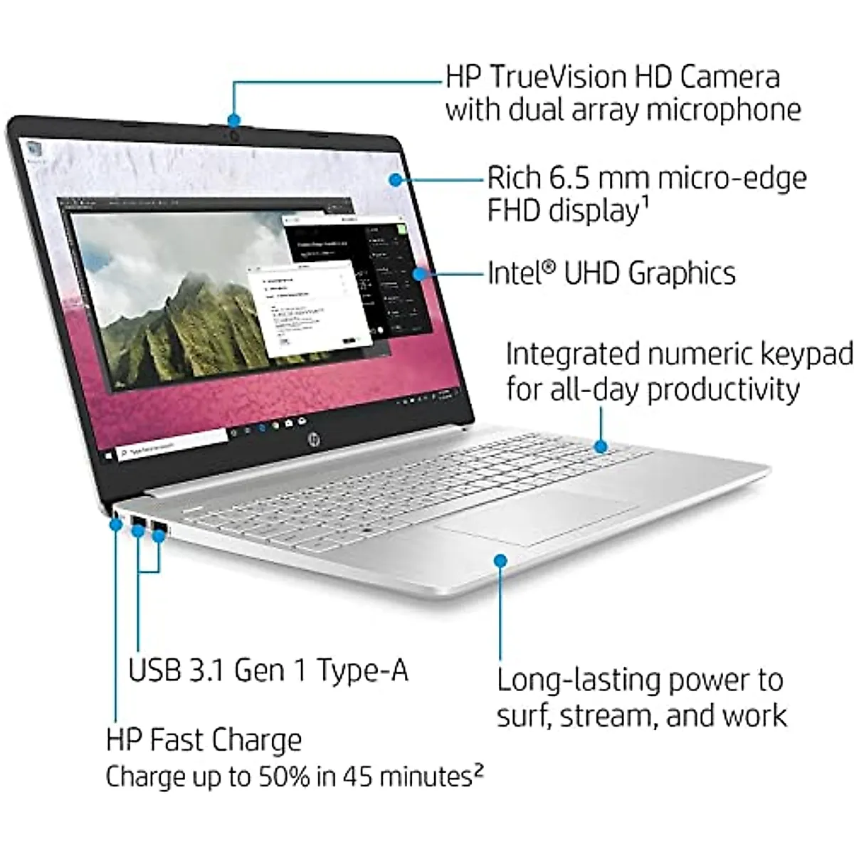 HP 2021 Latest Pavilion 15.6 FHD Touchscreen Laptop Computer, 10th Gen Intel Quard-Core i7-1065G7, 802.11AC, Webcam, Bluetooth, Windows 10, Silver, CUE Accessories (16GB DDR4, 1TB SSD)