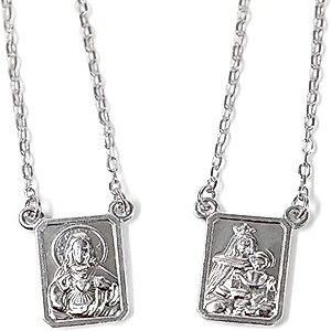 Roman Infinity Holy Scapular Sterling Silver Necklace 26 Inches Long