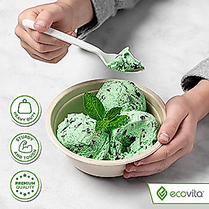 100% Compostable Spoons - 140 Large Disposable Utensils (6.3 in.) Eco Friendly Durable and Heat Resistant Alternative to Plastic Spoons with Convenient Tray by Ecovita