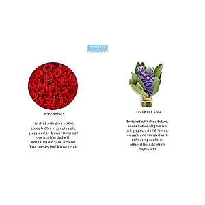 Greenwich Bay Trading Set of 2 Herbal Soaps - Each Individually Wrapped in a Drawstring Cloth Sack - Enriched with Shea Butter & Virgin Olive Oil and Infused with Fresh Botanical Scents - 6.4 Oz Each (Lavender Sage & Rose Petal)