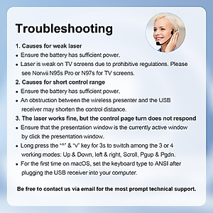 NORWII N29 Wireless Presenter with 300 FT Long Range, 2.4GHz Presentation Clicker for Presentation Remote Powerpoint Clicker Slide Advancer Supports Hyperlink/Volume/Mac/Key-Customized