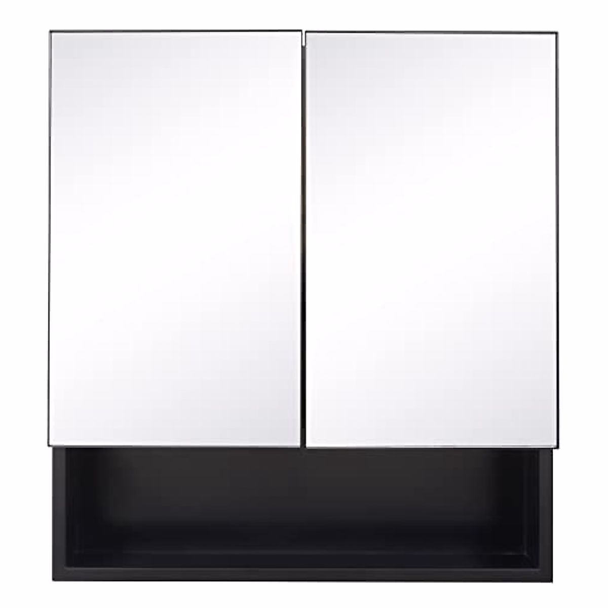 HESONTH Farmhouse Black Metal Framed Surface Mounted Bathroom Medicine Cabinet with Mirror Rectangle Vanity Mirros Cabinet for Wall 22x24 inch