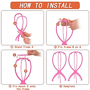 4 Pack Wig Stand Holder, Premium 14.2" Black Portable Collapsible Wig Holder for Multiple Wigs, Durable Wig Stands for Women