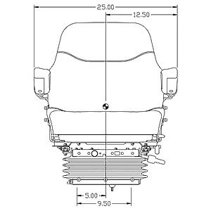 K&M Uni Pro KM 1003 Deluxe Seat and Suspension with 12 Volt Compressor - Fabric, Gray, Model Number 7915