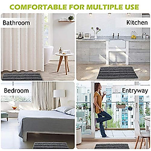 Grey Bath Rugs - Soft Large Bathroom Rugs Farmhouse Floor Cover Water Absorbent Bath Mat Shower Carpet for Toilet Door Way Kitchen Kids Baby, 60" x 24", 1 Pc