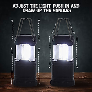 Lunabode LED Battery Powered Camping Lantern ( 2 Pack )- Portable COB Hanging Lamp Lights | Waterproof Collapsible Lantern Flashlight for Tent Lights, Power Outages, Hurricane Emergency, Hiking