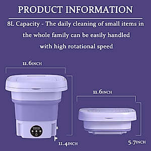 Portable Washing Machine, Mini Foldable Washer for Apartment, Laundry, Camping, RV, Travel, Underwear, Socks, Baby clothes, Lightweight and Easy to Carry (Purple)