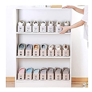 HTLLT Practical and Convenient Shoe Slots Organizer Adjustable Shoe Racks Space Saver Shoe Holder 4/6 Piece Set,Gray,6 Piece Set
