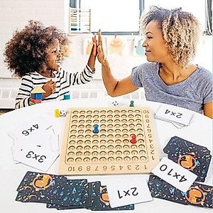 Wooden 9X9 Math Games for Kids 8-12, Kingmall Montessori Multiplication Board Game Wooden Multiplication Board, Educational Preschool Counting Tools for Kids Over 3 Years Old