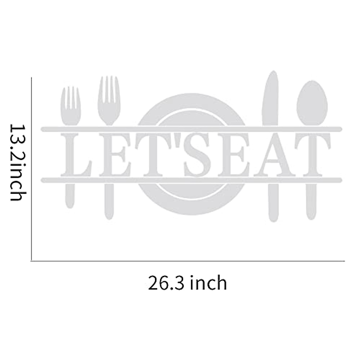 Doeean Let's Eat Sign Acrylic 3D Mirror Wall Decor Wall Decals Decorations Stickers for Kitchen or Dining Room (Silver 26.3 X 13.2)