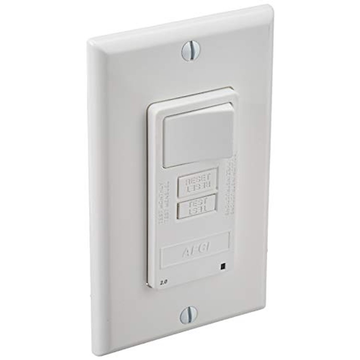 Leviton AFSW1-W SmartlockPro Outlet Branch Circuit (OBC) Combination Arc-Fault Circuit Interrupter with Switch, Wallplate Included, 15-Amp, 120-volt, White