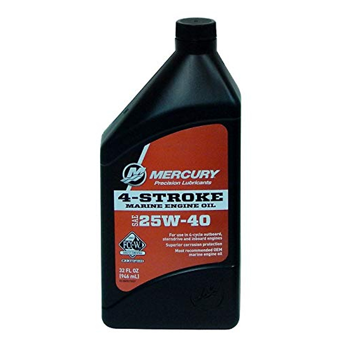 Mercury Marine 92-8M0078627 4-Stroke (25W-40) Engine Oil Quart (CASE OF 6)