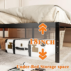 Kinshionroyal 18 Inch Twin Bed Frame Heavy Duty Metal Frames No Box Spring Needed, Metal Platform Bed Frames with Storage Space Under Frame, Easy Assembly, Noise Free, Black