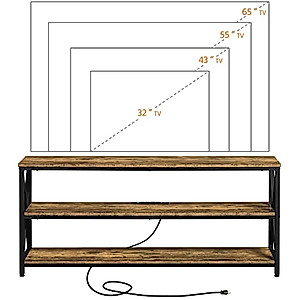 Yaheetech TV Stand for TV up to 65 inch, Media Entertainment Center with Power Outlets & 3 Tier Storage Shelves, 55 Inches TV Console Table for Living Room, Bedroom, Rustic Brown