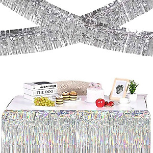We Moment 6 Pack 10 Feet Silver Foil Fringe Garland Metallic Tinsel Banner Wall Hanging Fringe Curtain Glitter Backdrop Banner for Parade Floats Birthday Bachelorette Silver Party Decorations