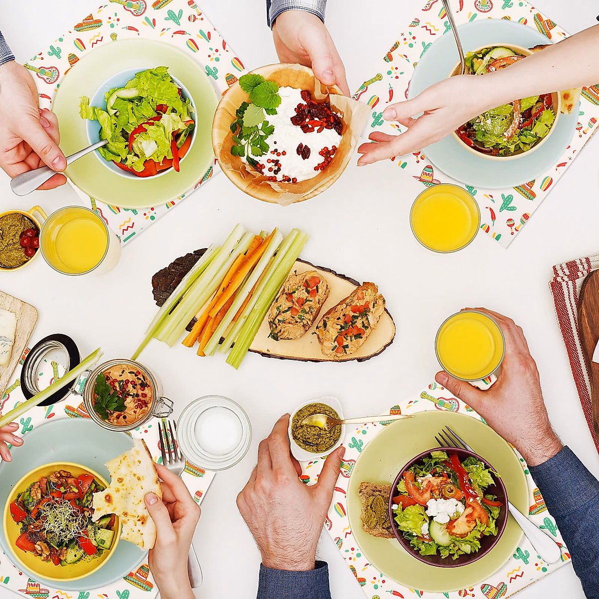 Epakh 300 Pcs Mexican Themed Deli Paper Sheets 12" x 12" Fun Style Tissue Greaseproof Microwave Safe Sandwich Wrapping Paper Food Waxed Paper Baking Wrapping Packaging for Restaurant Burrito (White)