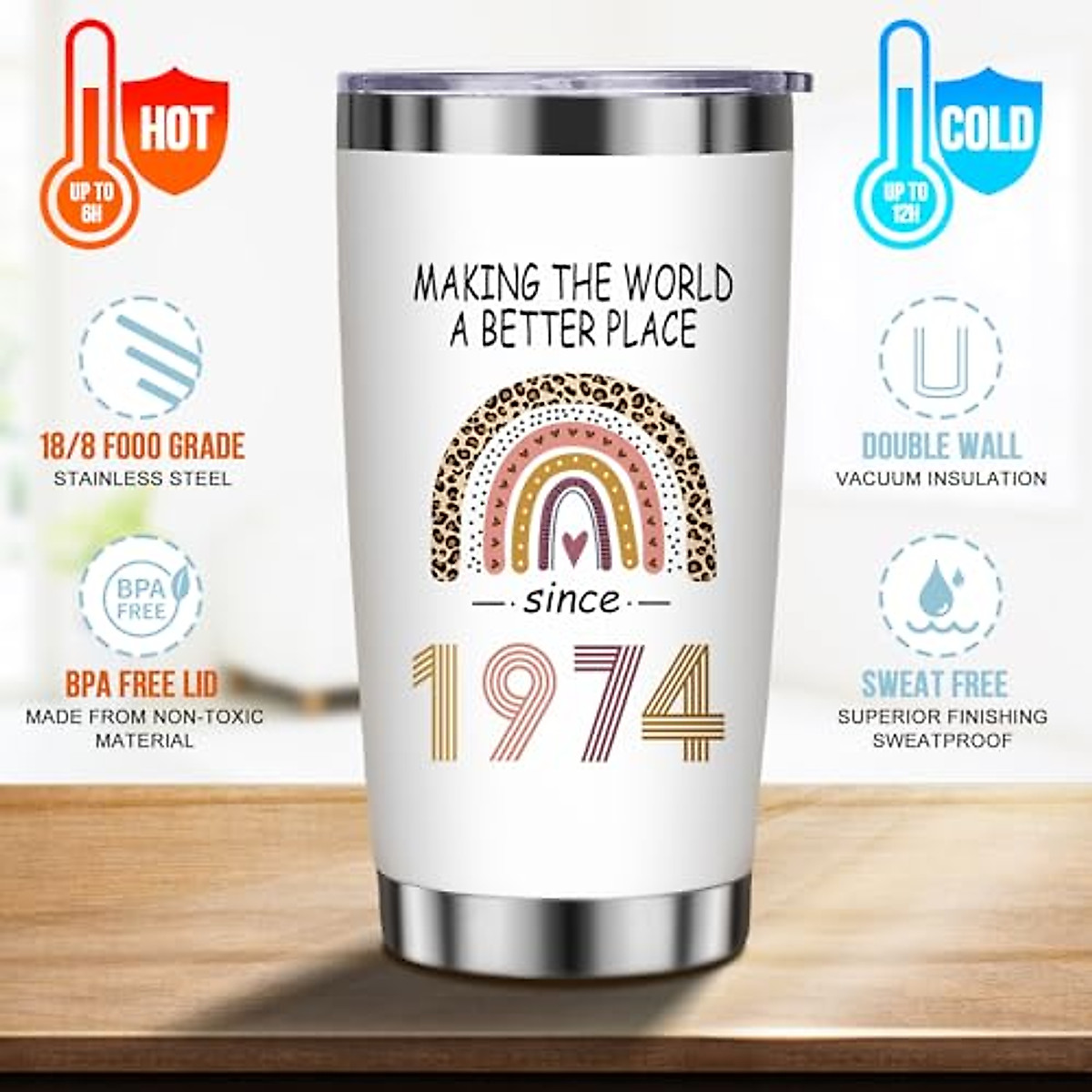 AYERMOYO 50th Birthday Gifts for Her,50th Birthday Gifts for Women,50th Birthday Gifts,50 Year Old Gifts for Women for FriendMomSister-1974 Tumblers