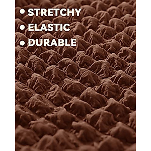 BLUESURGE Armchair Slipcover 1 Piece Couch Sofa Cover with Skirt, Durable Washable High Elastic Stretchable, Easy Fit Universal Furniture Protector (1 Seater, Brown)