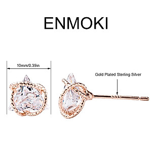 ENMOKI Geometric Triangle Cubic Zirconia Gold Stud Earrings for Womens…