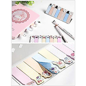 Kawaii School Supplies - Cat Stationery Set, 6 Gel Pens, 120 Sticky Memos, 6 Sticker Sheets & 1 Sticker Album( 8 Sheets), 240 Bookmark Page Flags - Cute Japanese Style Office Supplies- Gift for Girls