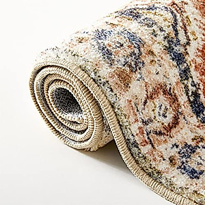 Vintage Tribal Area Rug Non Slip Machine Washable - 3x5 Distressed Persian Carpet Distressed Farmhouse Accent Throw Rugs for Kitchen Bedroom Entryway Indoor Living Room, Soft Faux Fur Low Pile Design