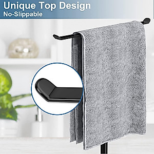 Namzi Towel Rack T-Shaped Hand Holder for Bathroom, Headband and Lightweight Bathroom Rack, Kitchen Black Bracket, Stainless Steel Waterproof Counter Organizer - Black