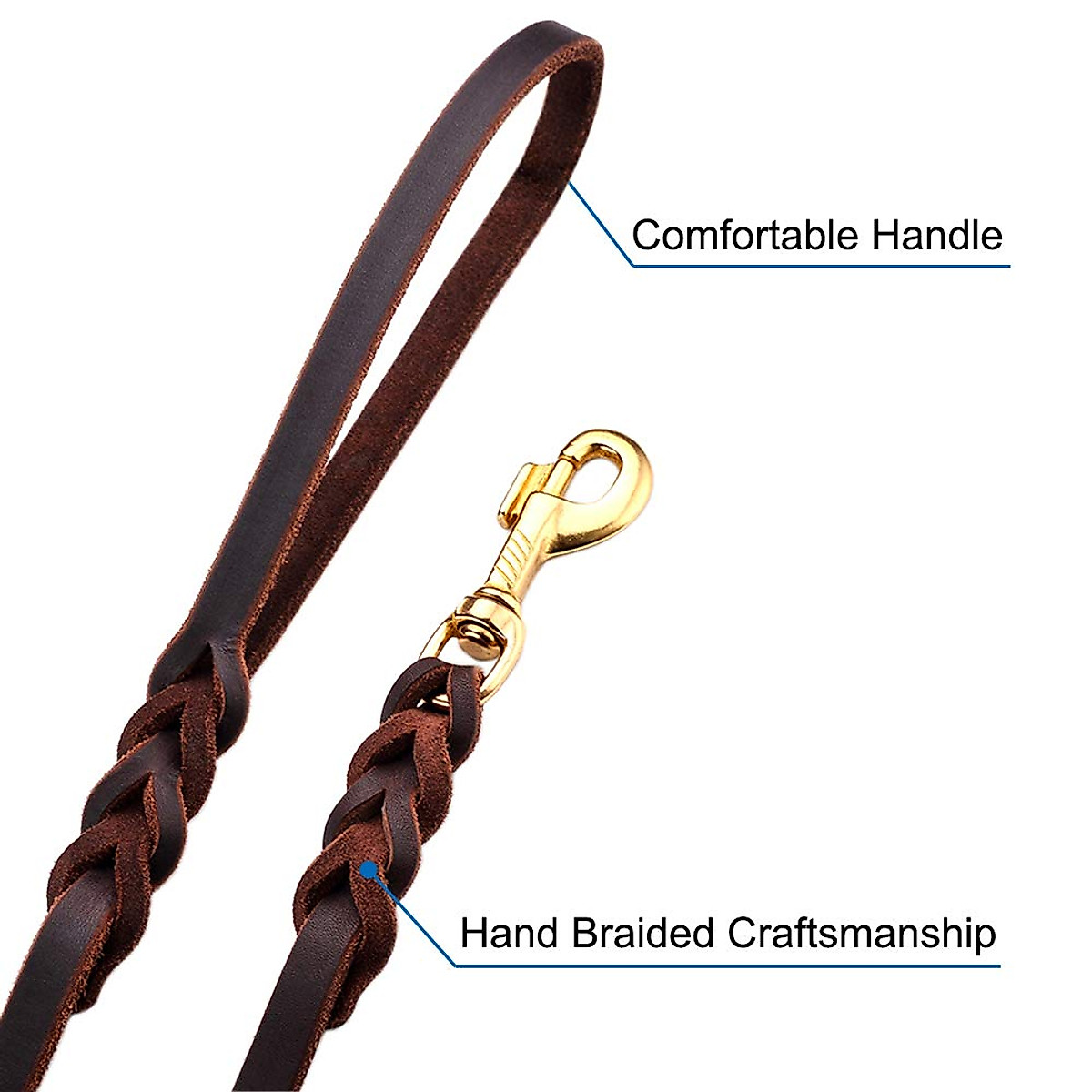 Leather Dog Collar for Medium Dogs with Braided Leather Dog Leash 6 Foot x 1/2"
