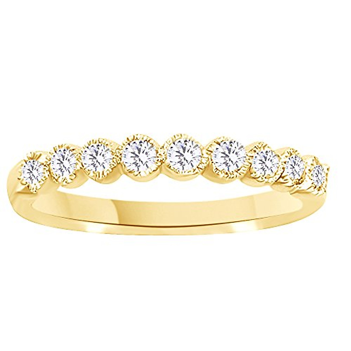 AFFY White Natural Diamond Engagement Wedding Band Ring in 10k Solid Yellow Gold (0.33 Cttw)