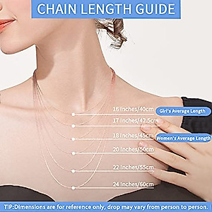 Jewlpire 925 Sterling Silver Chain Necklace for Women Girls, 1.3mm Cable Chain Rose Gold Chain Shiny & Sturdy Women's Chain Necklaces, 18 Inch