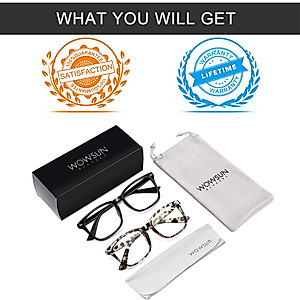 WOWSUN Unisex Stylish Nerd Non-prescription Glasses Clear Lens Eyeglasses Fashion Nerd Glasses Frames Fake Eye Glasses (2 PACK Leopard Black Frame)