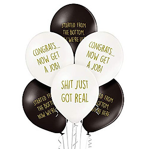Rude Graduation Balloons - Pack of 12 Premium White And Black Funny Balloons - Class of 2023