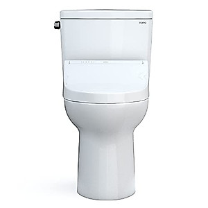 TOTO Drake WASHLET - Two-Piece Elongated 1.28 GPF Universal Height TORNADO FLUSH Toilet with C5 Bidet Seat, 10 Inch Rough-In, Cotton White - MW7763084CEFG.10#01
