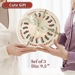 YONOVO Thanksgiving 9.5" Cotton Trivets Set, 3Pcs Pot Holders Woven Large Hot Pads Mats Thick Heat Resistant for Hot Pots and Pans Round Hot Plate Holder Washable Potholders Kitchen Farmhouse