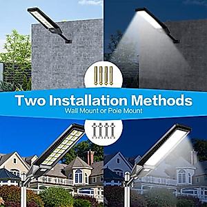 AKOFUN 2 Pack 1600W Solar Street Lights Outdoor 90000 Lumens Dusk to Dawn Street Lights Solar Powered Motion Sensor Waterproof IP66 6000K Solar Light for Yard, Garage, Garden